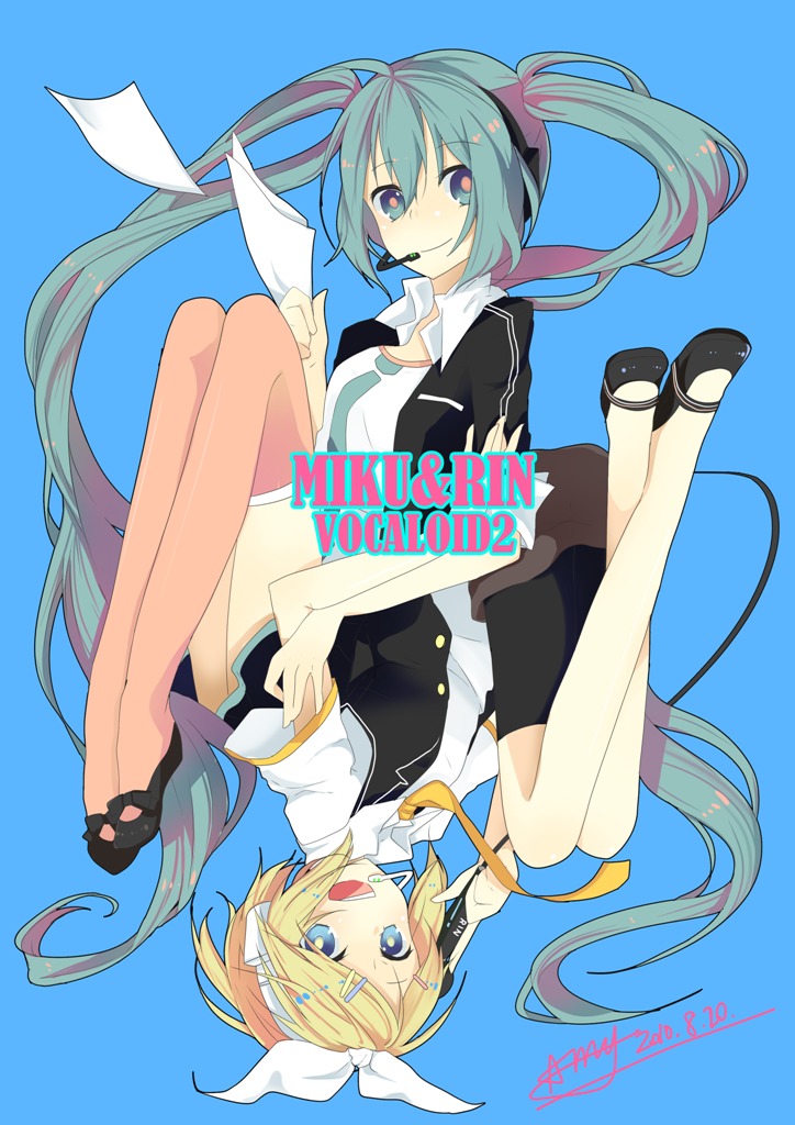 fei renlei vocaloid hatsune miku kagamine rin bike shorts thighhighs | #150857 | yande.re